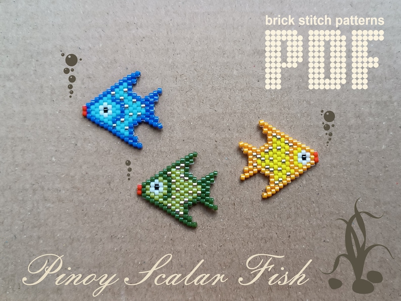 Fish Bead Pattern PDF Brick Stitch Beading Tutorail Seed Bead Pattern Beaded Fish 3 Ornament ...