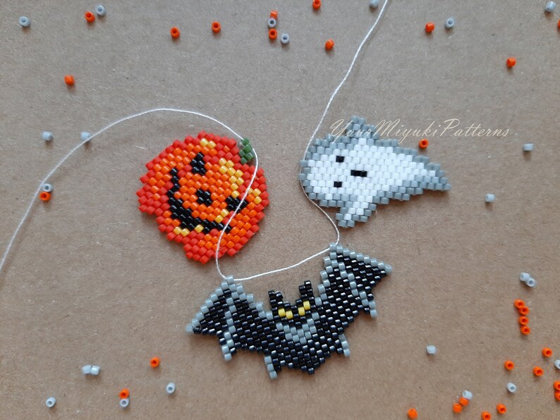 Halloween Beading Patterns Halloween Garland Pumpkin Spooky - Etsy