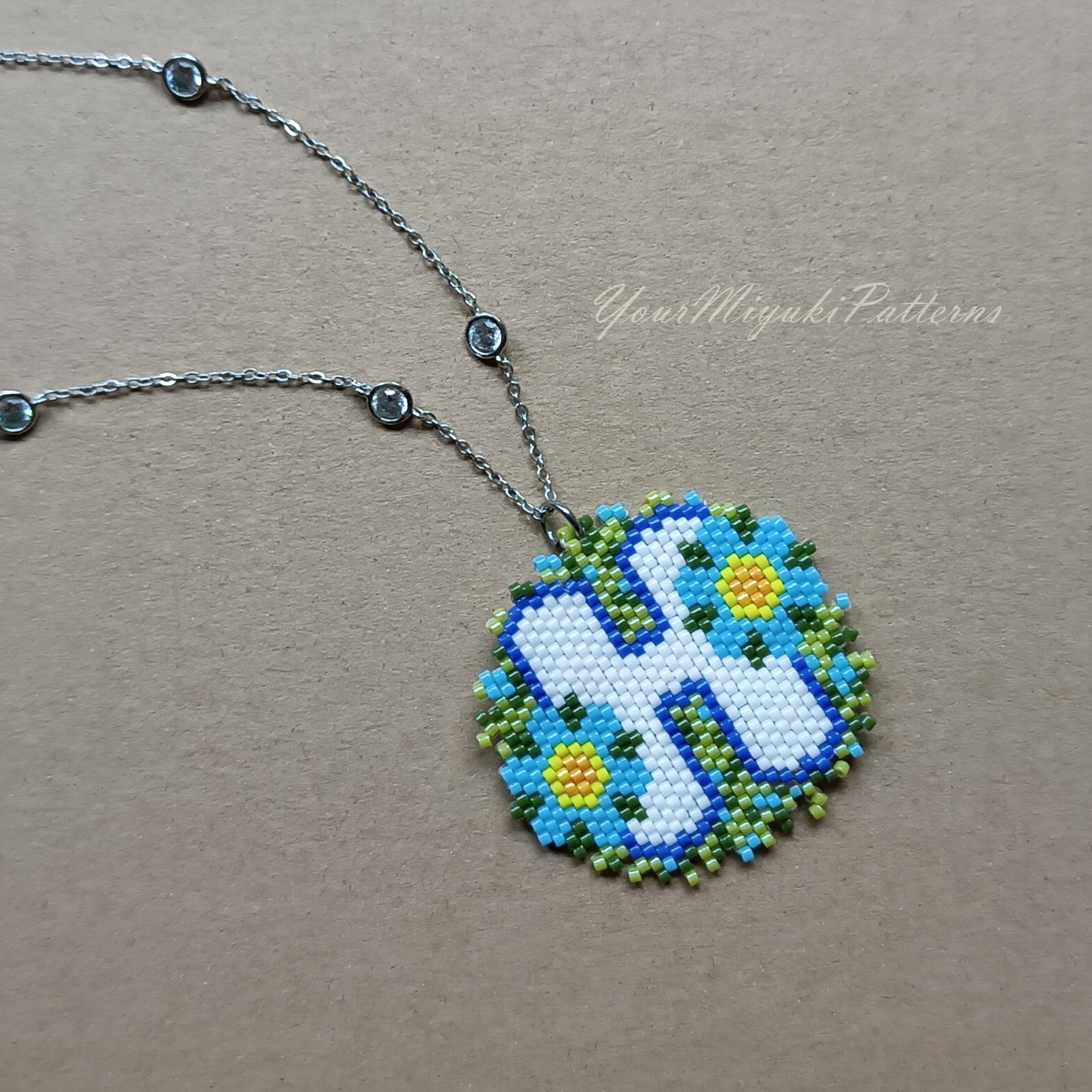 Brick Stitch Pattern Floral Letter H Beading Pattern PDF Beaded Letter ...