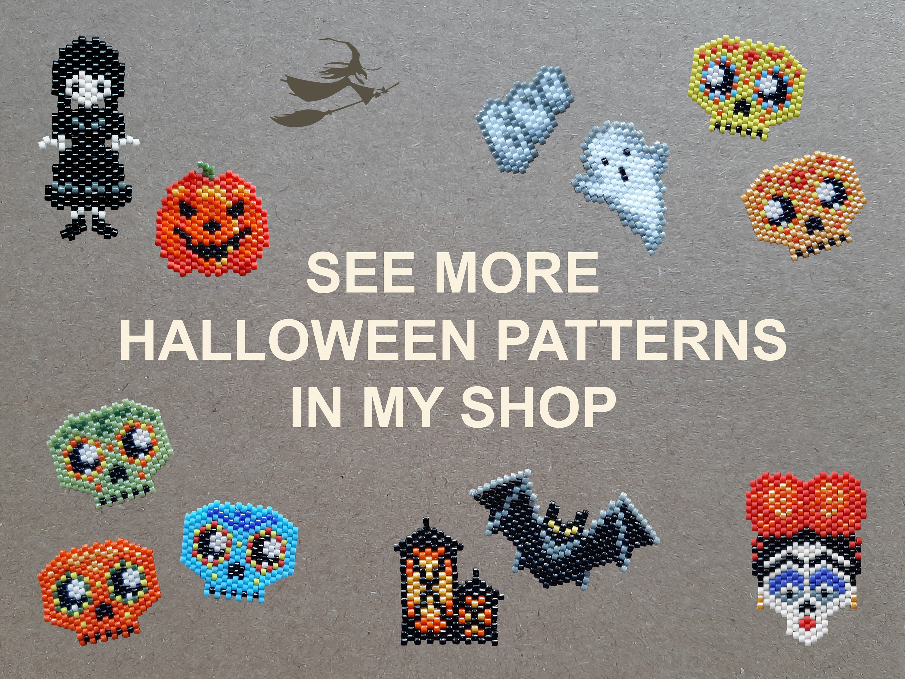 Halloween PDF Pattern Set, Miyuki Delica Bead Patterns, Halloween ...