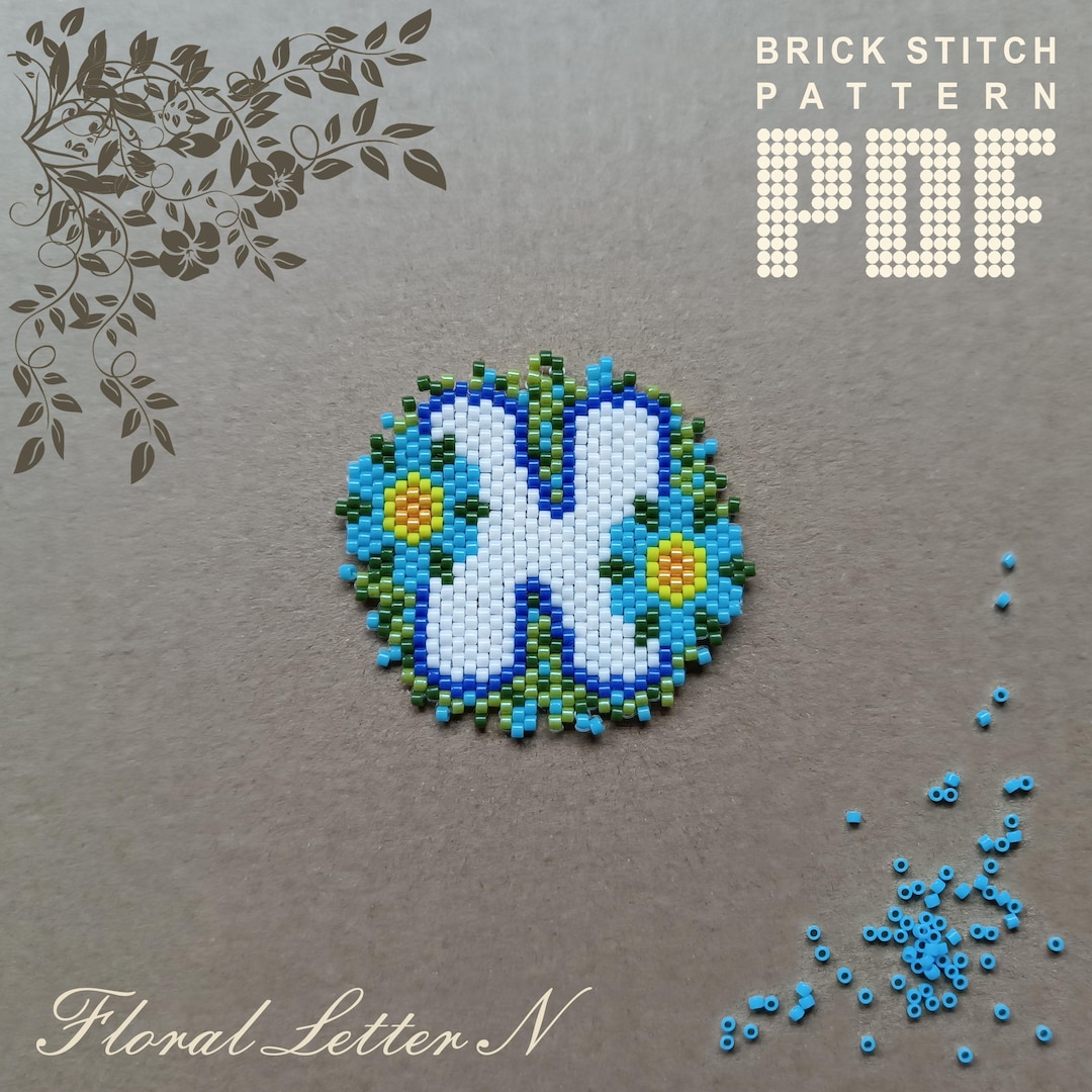 Seed Bead Pattern Letter N for Brick Stitch Beading in PDF, Miyuki ...