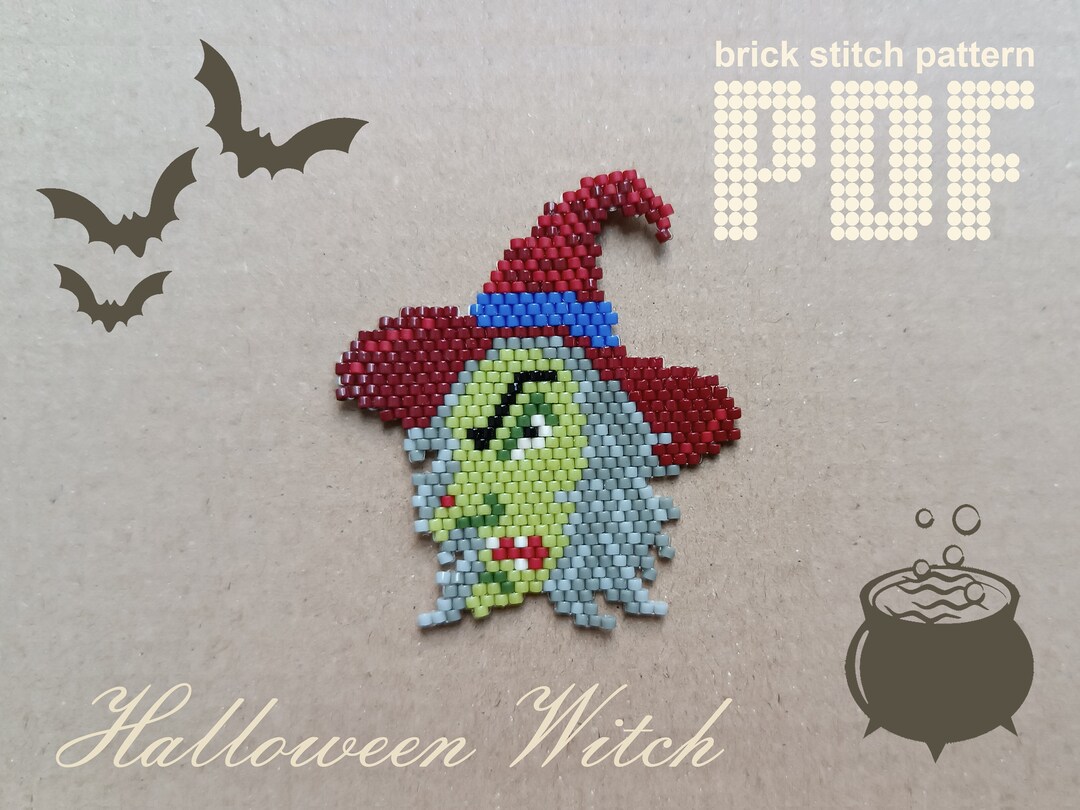 Beaded Halloween Witch Brick Stitch Pattern PDF Halloween Beading ...