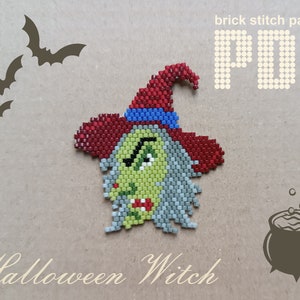 Beaded Halloween Witch Brick Stitch Pattern PDF Halloween Beading ...