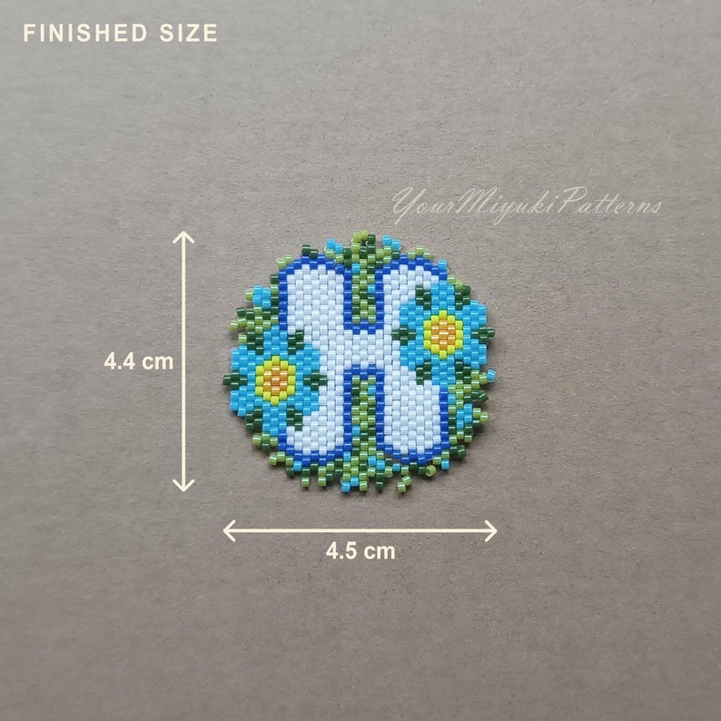 Brick Stitch Pattern Floral Letter H Beading Pattern PDF Beaded Letter ...