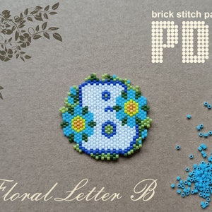 Brick Stitch Pattern Floral First Letter of Name B Seed Bead Pattern ...