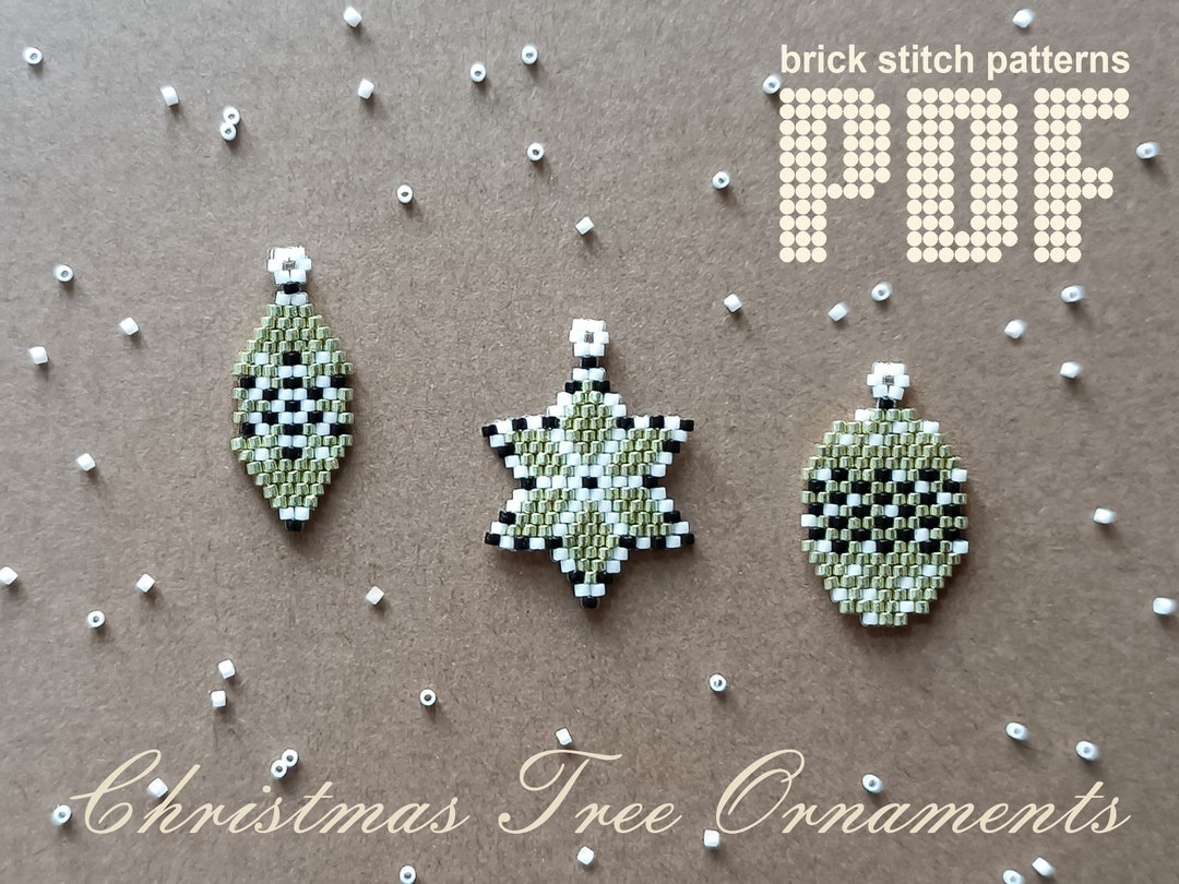 Brick Stitch Bead Pattern Set Christmas Tree Ornaments Icicle Star ...