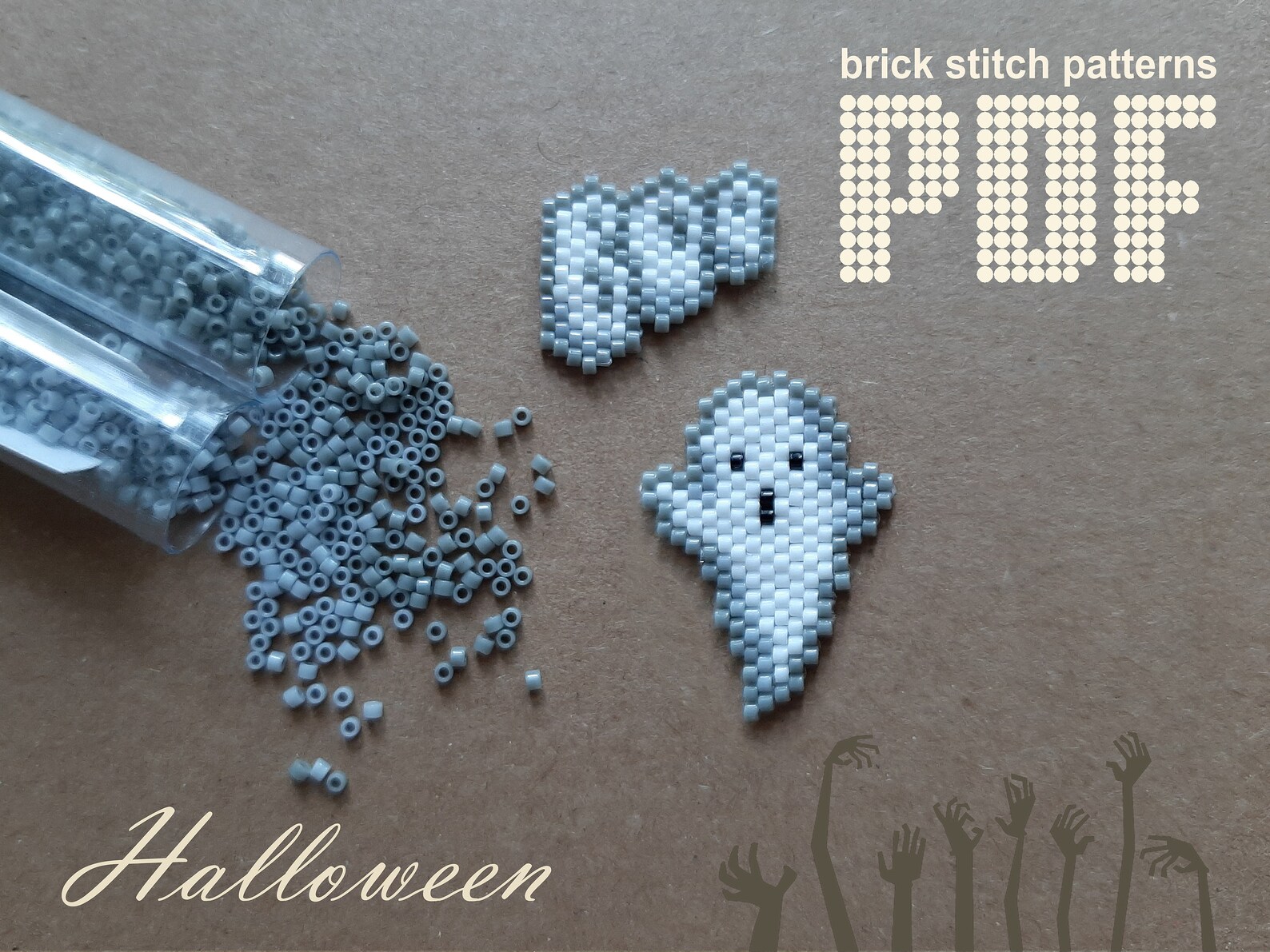 Halloween PDF Pattern Set, Miyuki Delica Bead Patterns, Halloween Beading Patterns, Boo, Ghost ...