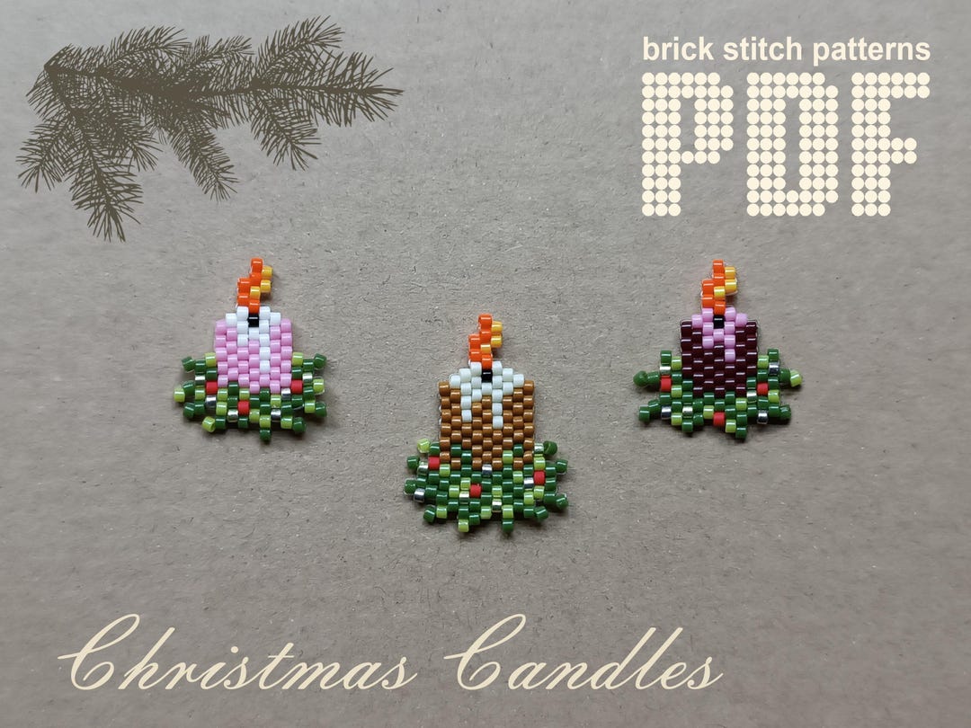 Brick Stitch Pattern PDF Christmas Candles Beading Tutorial Seed Bead ...