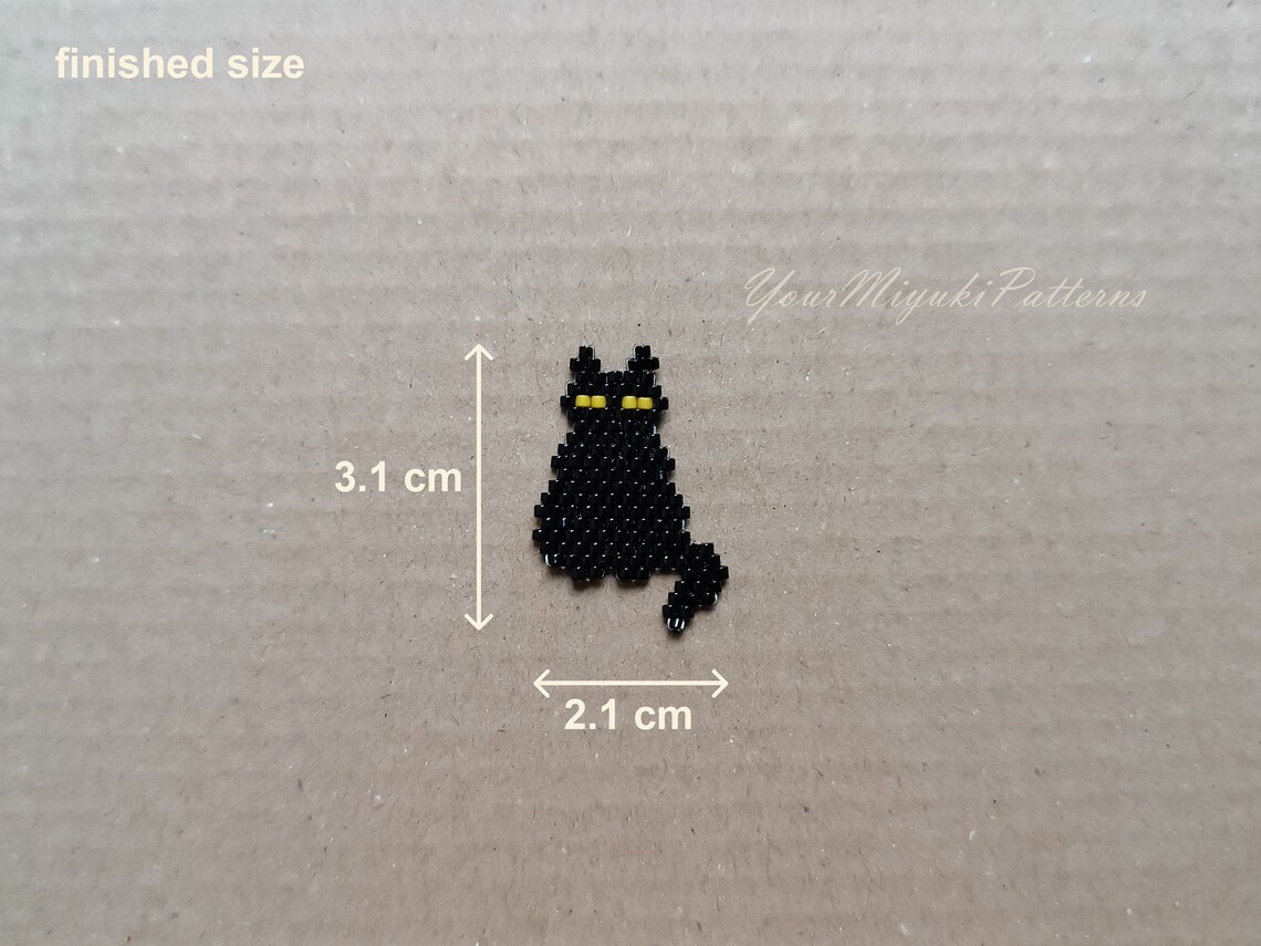Beaded Black Cat PDF Beading Pattern Brick Stitch Halloween Tutorial ...