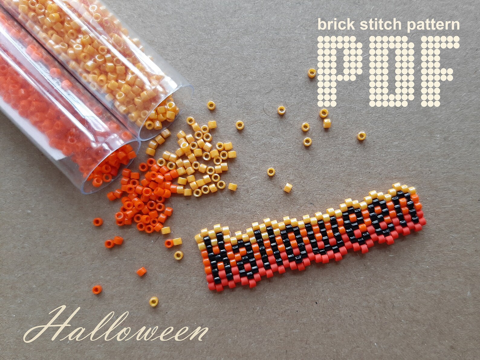 Halloween Beading Pattern PDF, Brick Stitch Pattern, Seed Beads Pattern ...