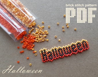 Halloween Brick Stitch Pattern, Brick Stitch Seed Bead Digital Pattern ...