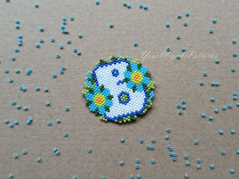 Brick Stitch Pattern Floral First Letter of Name B Seed Bead Pattern ...