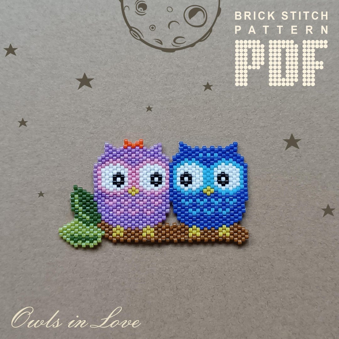 Seed Bead Pattern Owls Brick Stitch Beading Tutorial Beaded Animals Owl ...