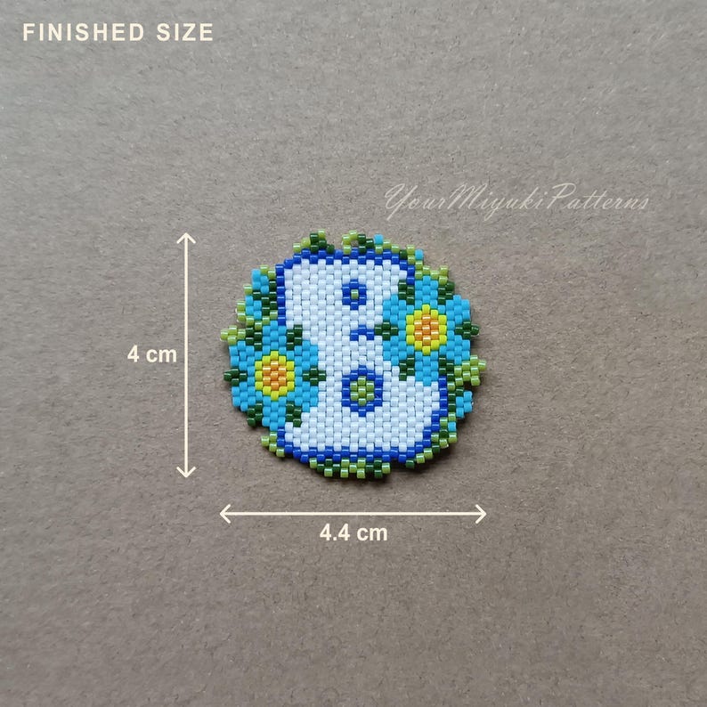 Brick Stitch Pattern Floral First Letter of Name B Seed Bead Pattern ...
