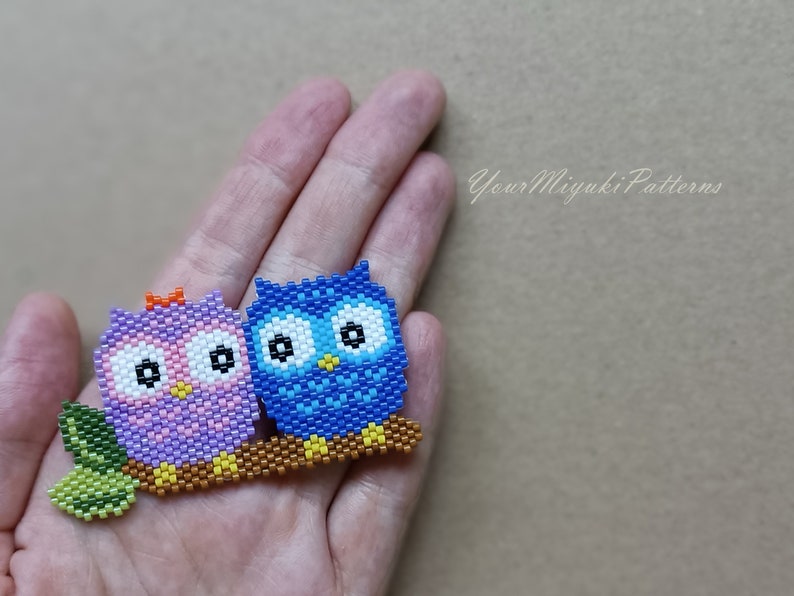 Beaded Owl Seed Bead Pattern Brich Stitch Beading Tutorial PDF Beaded ...