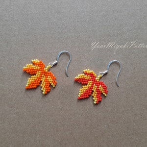 Autumn Beading Patterns, Maple Leaf Bead Pattern, Set of 3 Color ...
