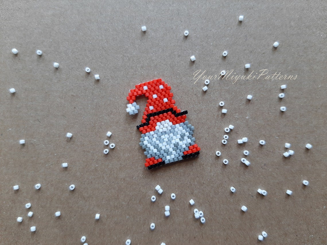 Christmas Gnome Bead Pattern, Brick Stitch Beading, Miyuki Delica ...