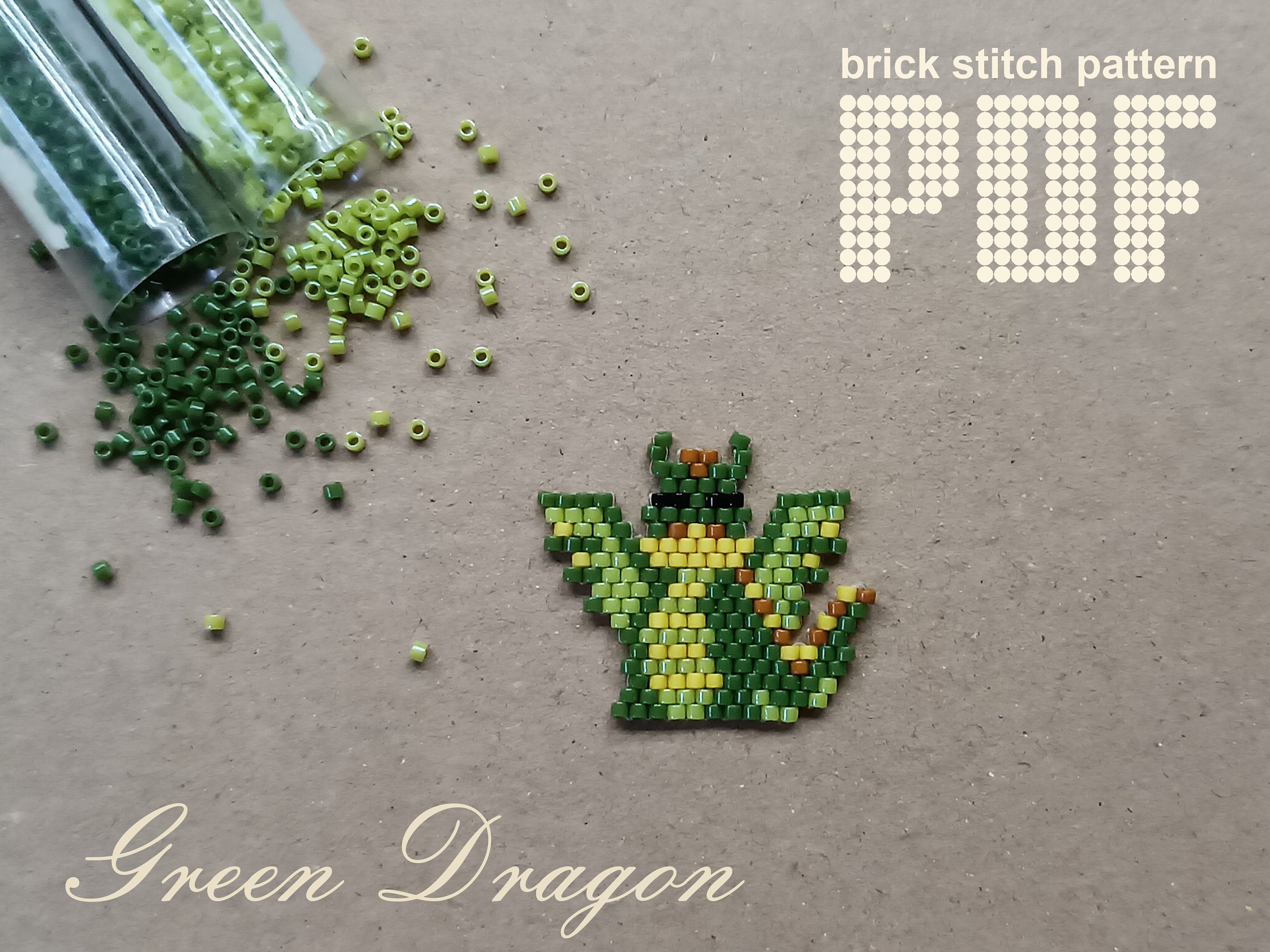 Dragon Brick Stitch Beading Pattern PDF, Animals Bead Patterns, Seed ...