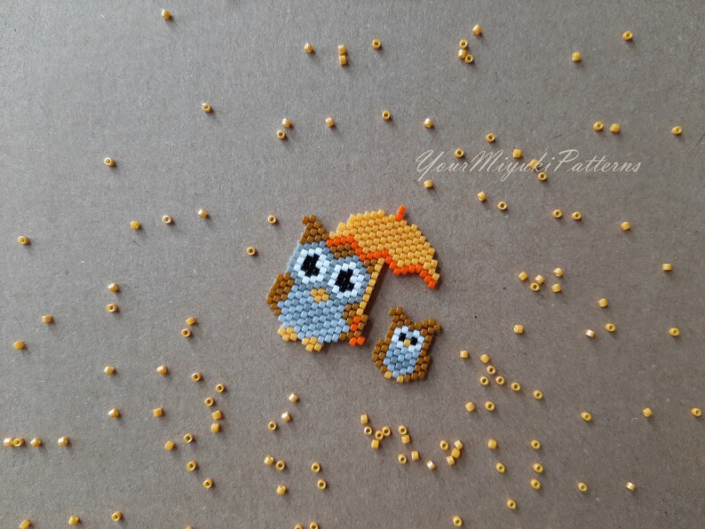Owls Brick Stitch Beading Patterns Autumn Bead Pattern - Etsy