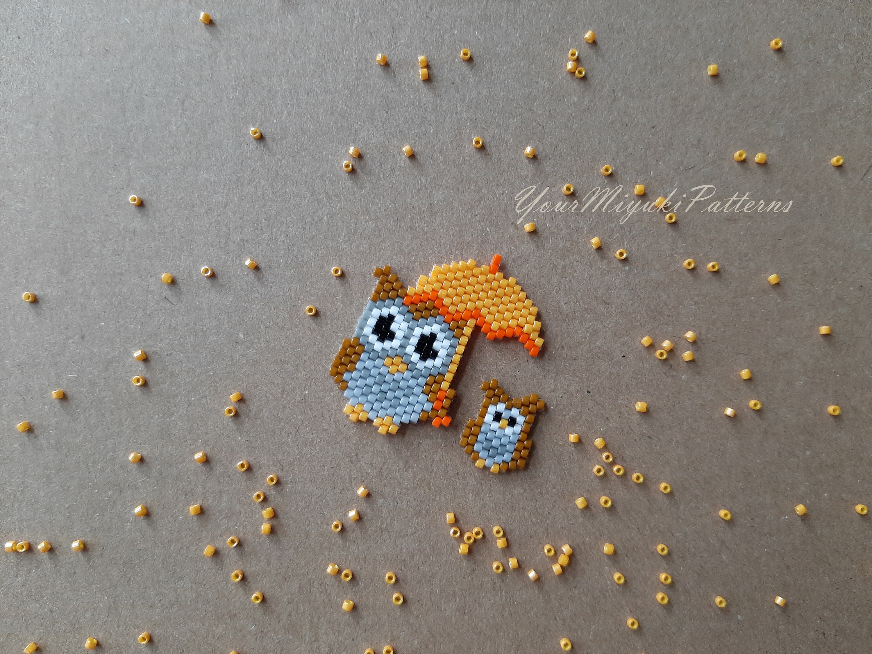 Owls Brick Stitch Beading Patterns, Autumn Bead Pattern, Beading ...