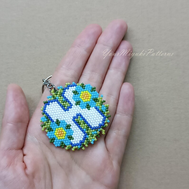 Brick Stitch Pattern Floral Letter H Beading Pattern PDF Beaded Letter ...