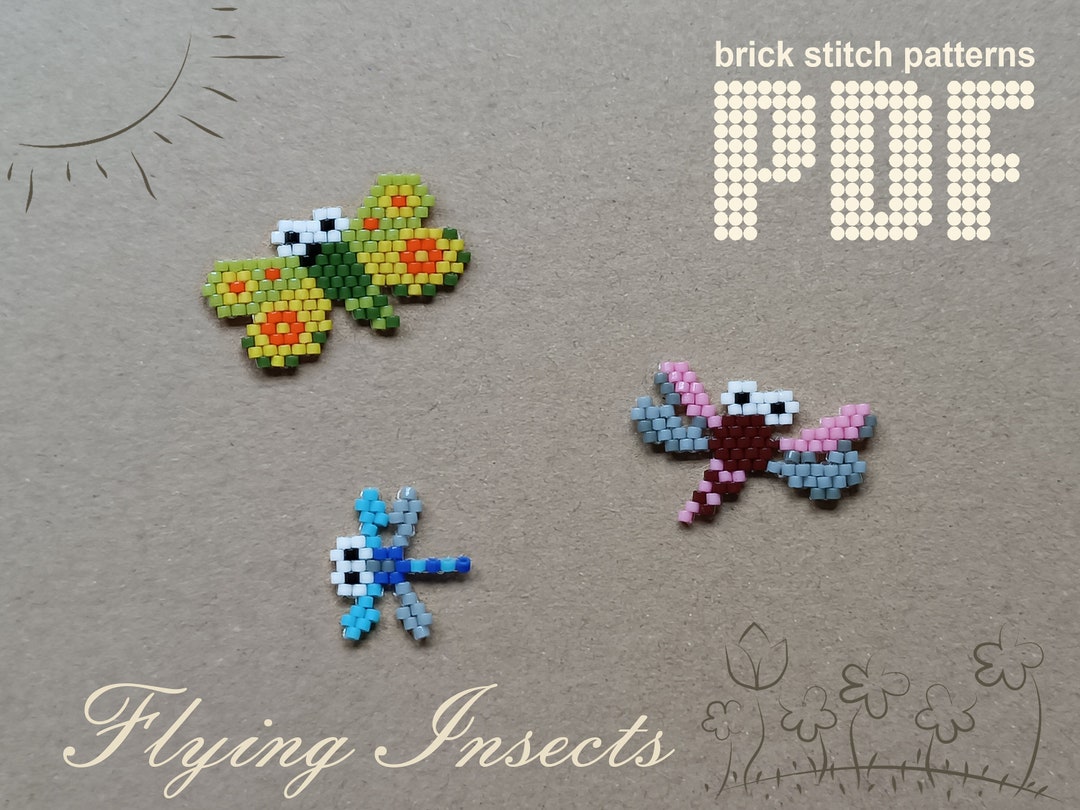 Seed Bead Pattern Butterfly Dragonfly Mosquito Brick Stitch Beading ...