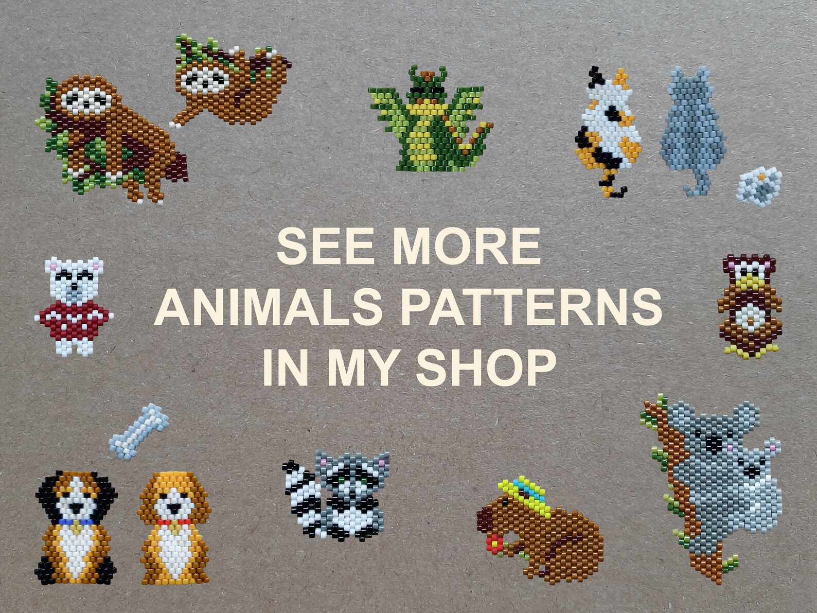 Beading Pattern, Animals Beading, Brick Stitch Pattern, Miyuki Pattern ...