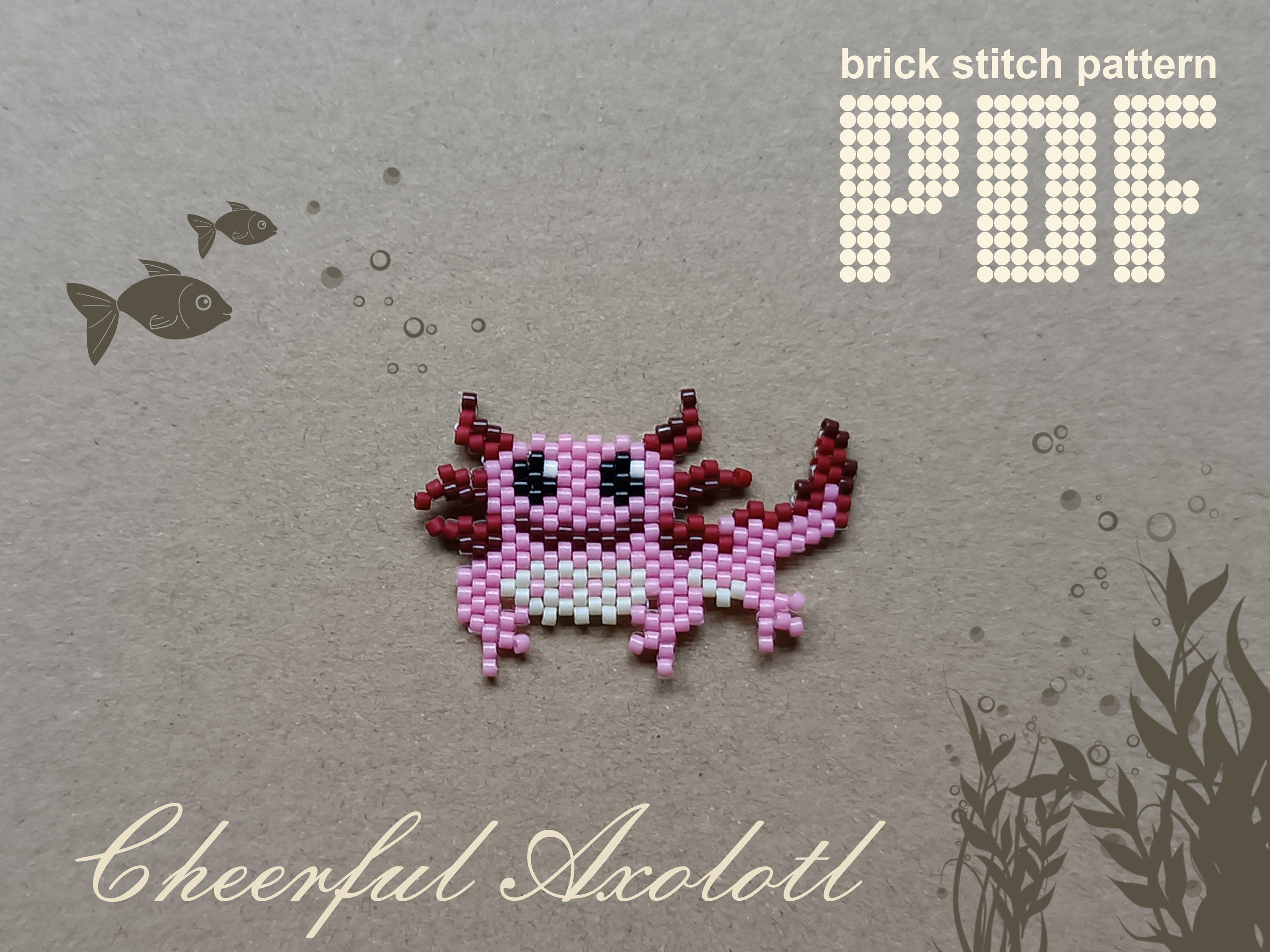 Axolotl Brick Stitch Beading Pattern PDF Animal Bead Pattern Beaded ...