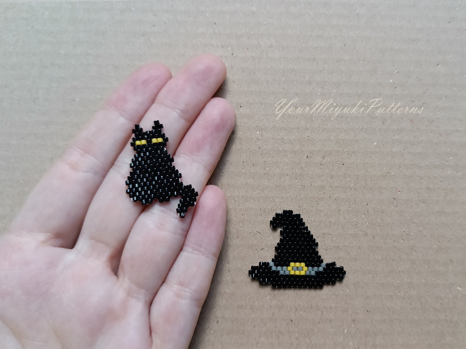 Beaded Black Cat PDF Beading Pattern Brick Stitch Halloween Tutorial ...