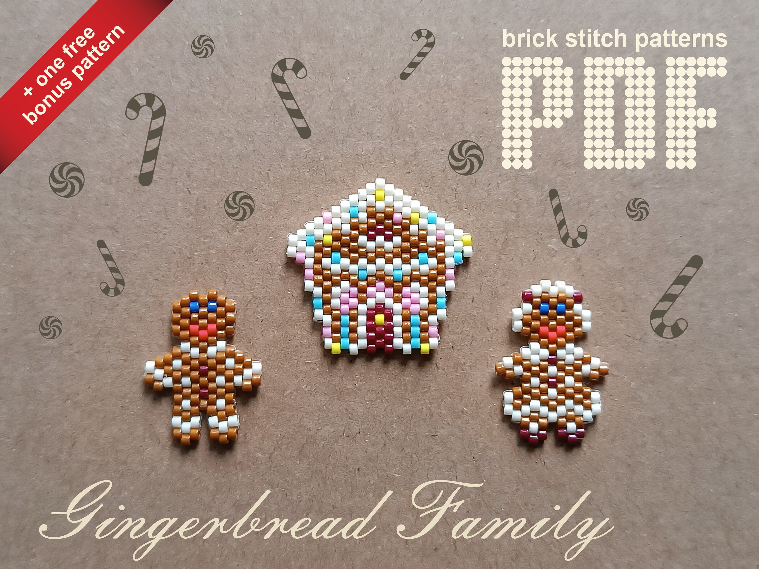 Christmas Brick Stitch Bead Patterns PDF Gingerbread Man Gingerbread ...