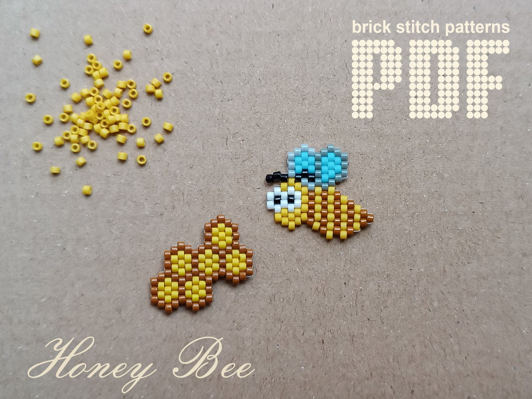 Bee Beading Brick Stitch Pattern PDF, Tutorial Beading, Seed Bead Patterns, Beaded Bee, Beaded ...