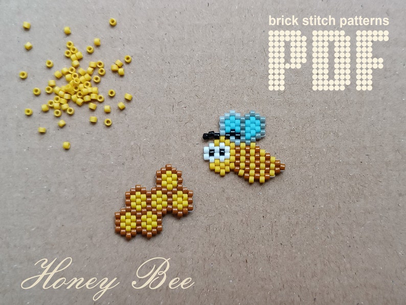 Bee Beading Brick Stitch Pattern PDF, Tutorial Beading, Seed Bead Patterns, Beaded Bee, Beaded ...