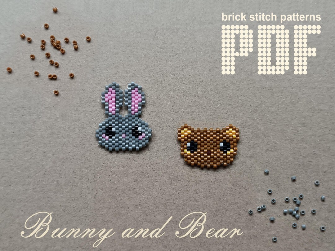 Seed Bead Bunny and Bear Brick Stitch Patterns PDF Animal Beading ...