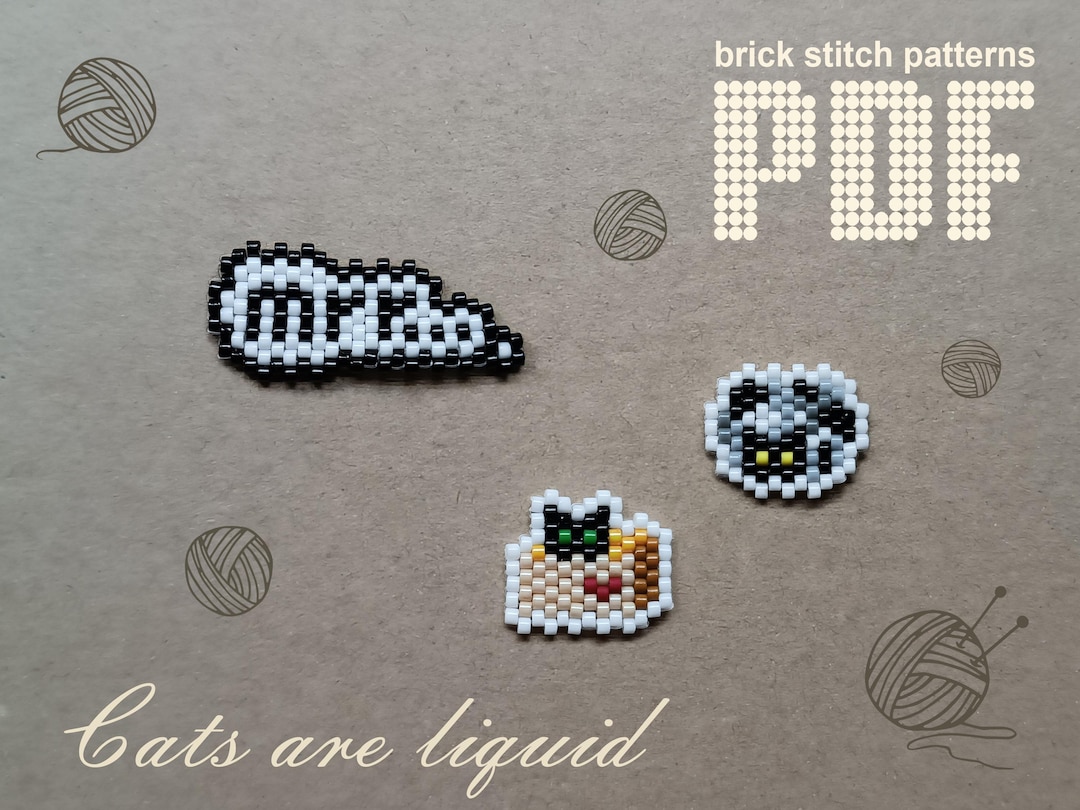 Seed Bead Patterns Beaded Cat Brick Stitch Beading Pattern Set PDF ...