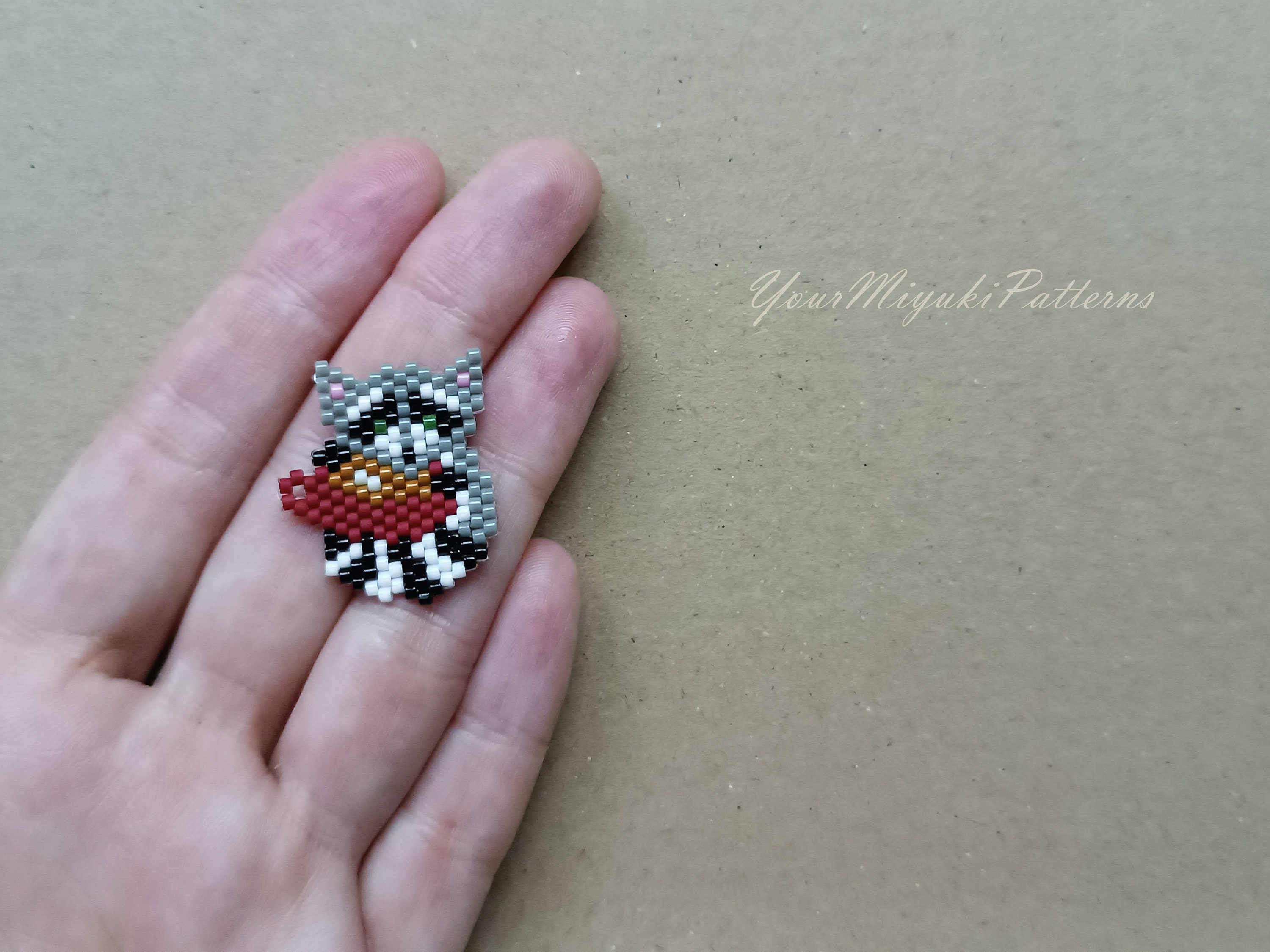 Raccoon Brick Stitch Beading Patterns PDF, Seed Bead Pattern, Animal ...