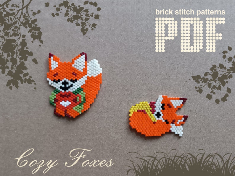 Cozy Foxes Animals Bead Pattern PDF Brick Stitch Beading Seed Bead ...