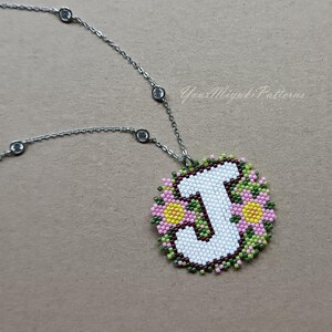 Brick Stitch Pattern Floral Letter J Seed Bead Pattern Miyuki Pattern ...