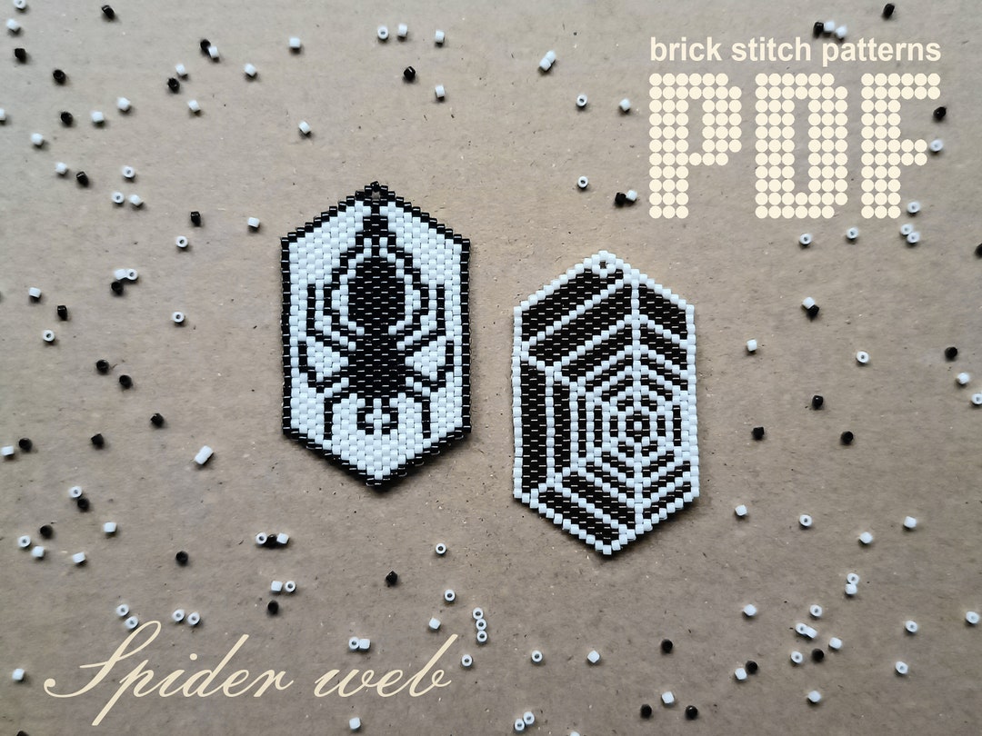 Halloween Brick Stitch Bead Pattern Set Spider Pattern Spider Web Miyuki Pattern Halloween ...