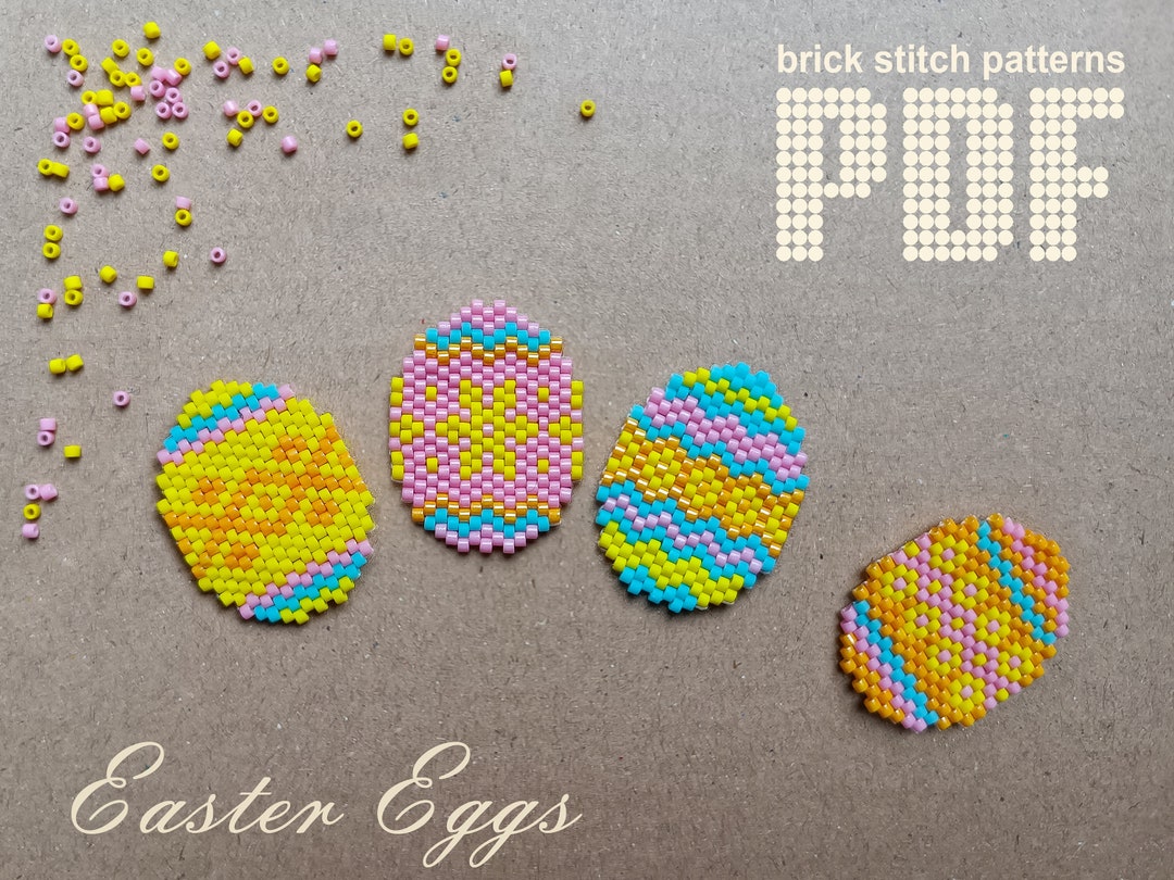 Beading Patterns Easter Eggs Ornament Brick Stitch Pattern Seed Bead Pattern Easter Pattern 4 ...