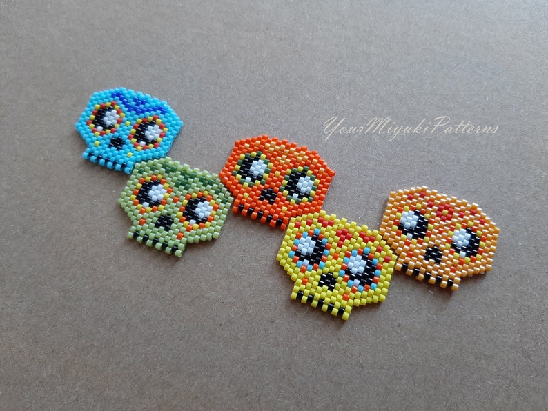 Halloween Bead Patterns, Skull, Brick Stitch Pattern, Miyuki Delica, 5 ...