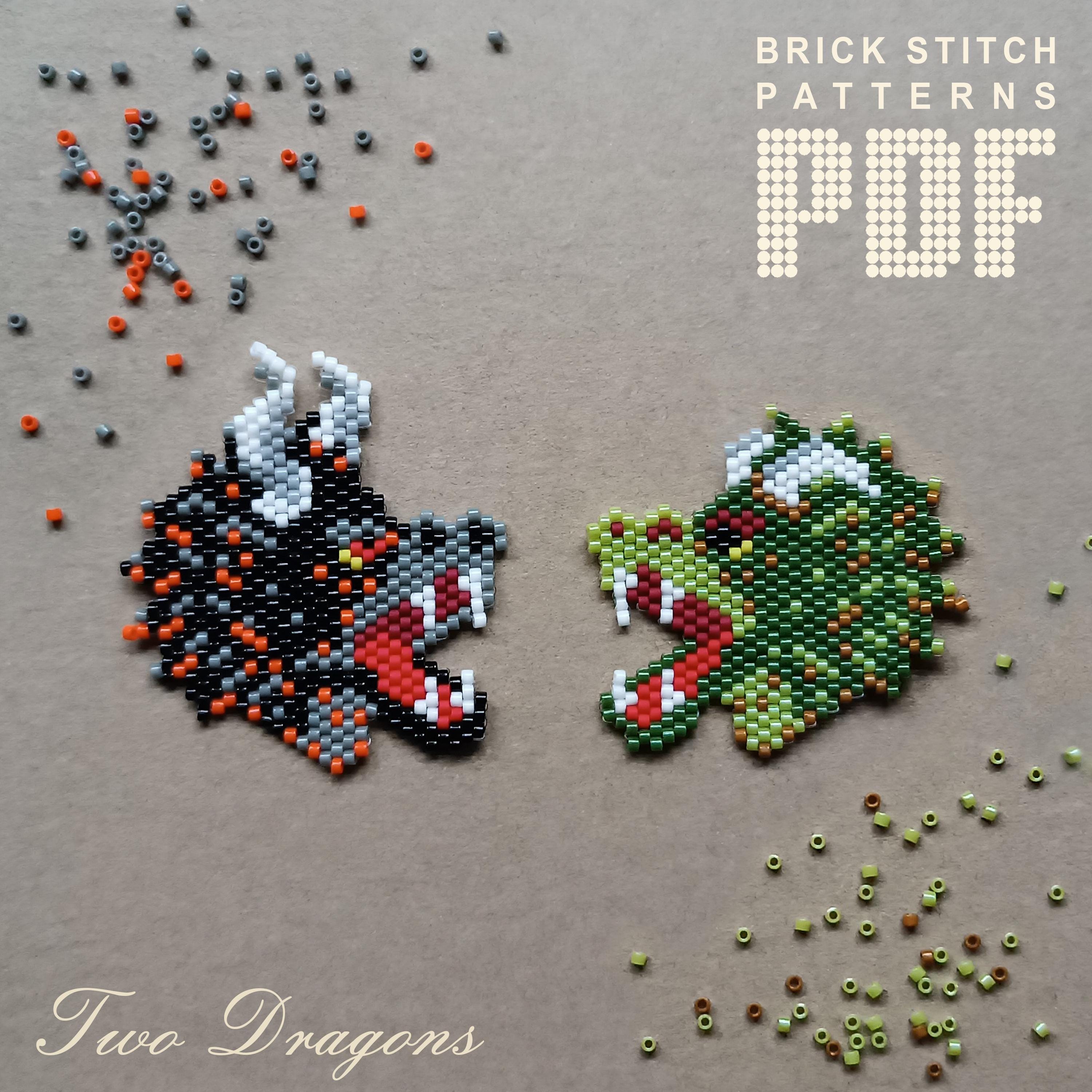 Seed Bead Patterns Green Dragon Black Dragon Brick Stitch (PDF) Beading ...
