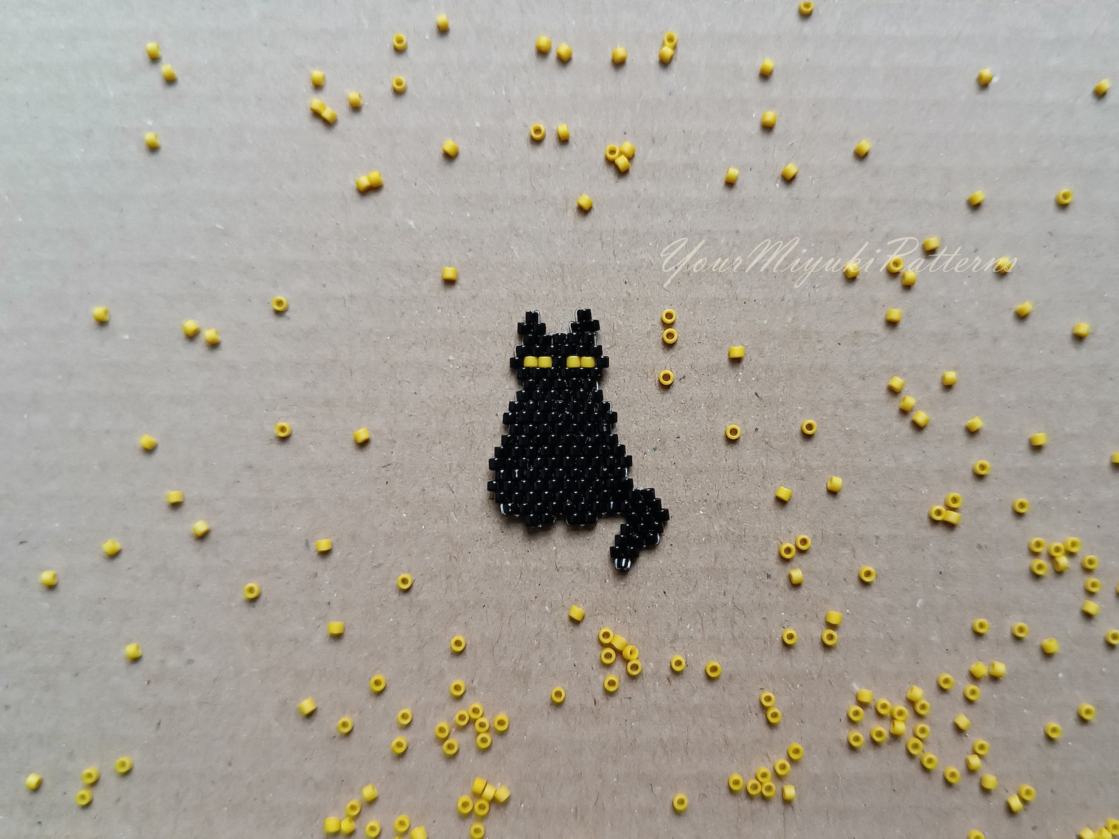 Beaded Black Cat PDF Beading Pattern Brick Stitch Halloween Tutorial ...