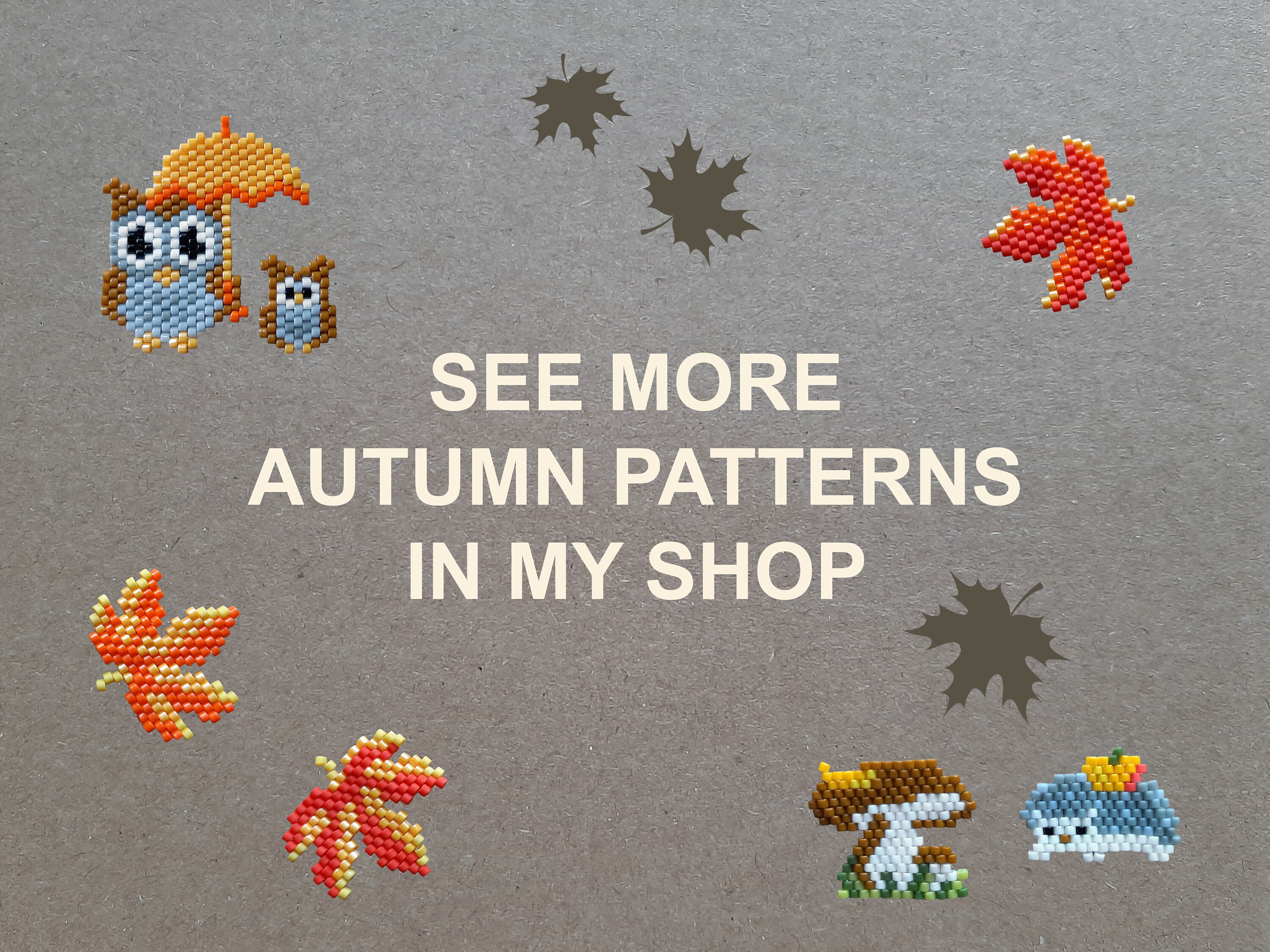 Autumn Beading Patterns, Maple Leaf Bead Pattern, Set of 3 Color ...