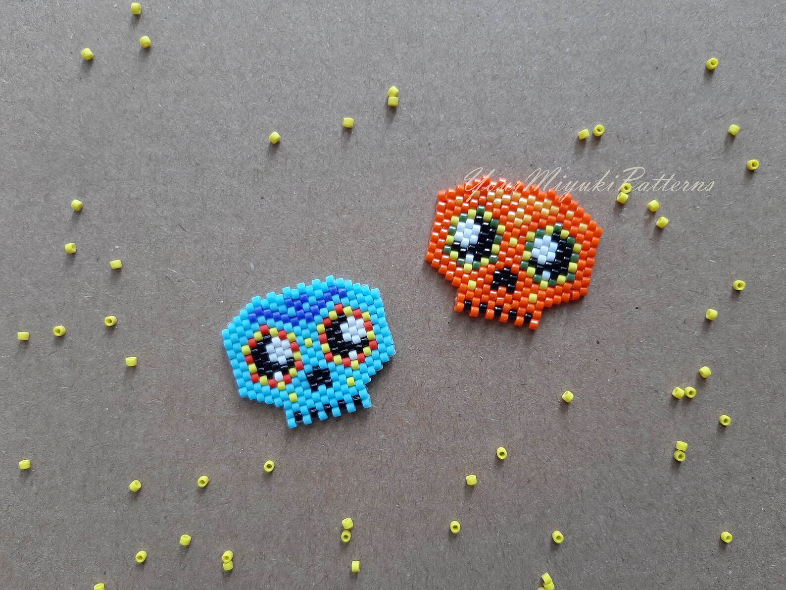 Halloween Bead Patterns, Skull, Brick Stitch Pattern, Miyuki Delica, 5 ...