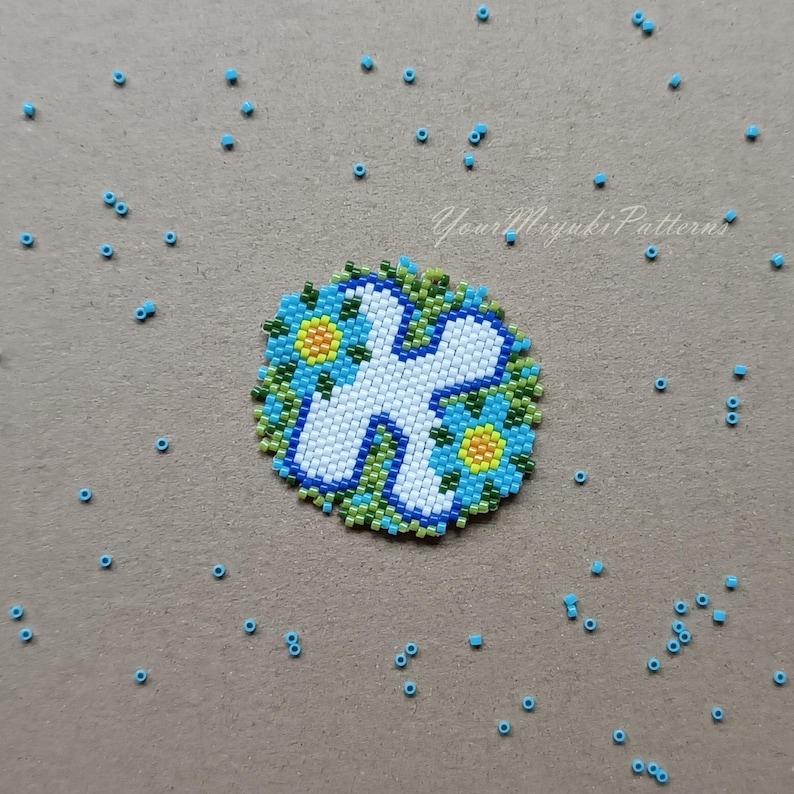 Seed Bead Pattern Floral Letter K for Brick Stitch Beading With Miyuki ...