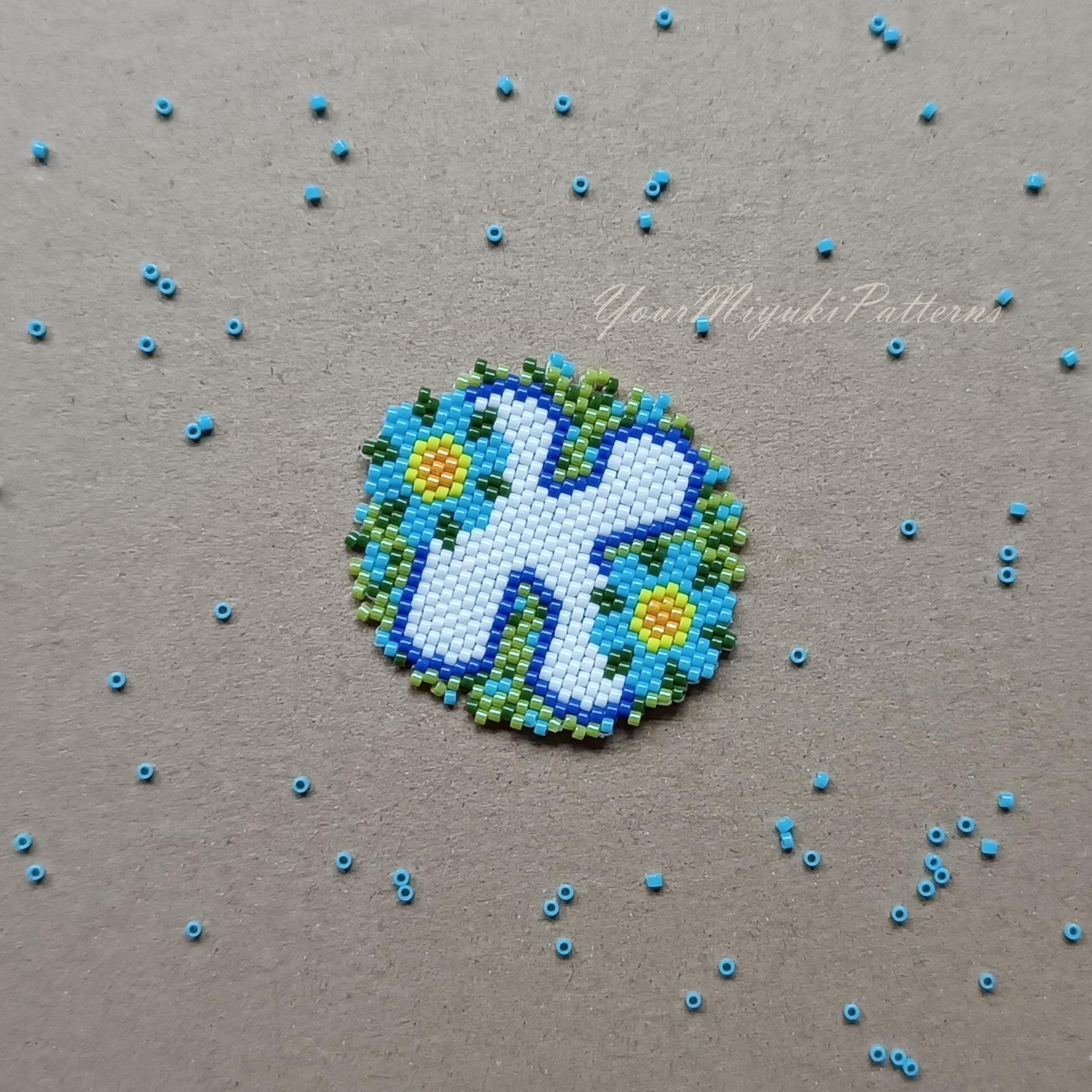 Seed Bead Pattern Floral Letter K for Brick Stitch Beading With Miyuki ...