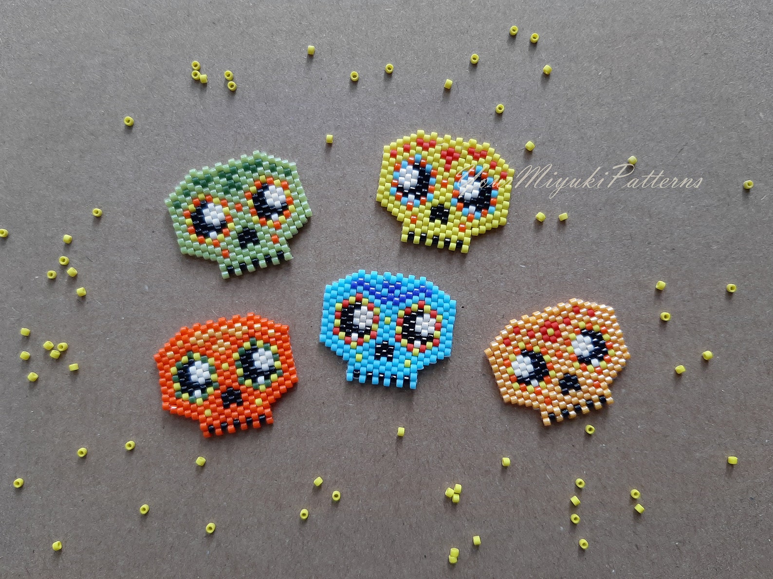Halloween Bead Patterns, Skull, Brick Stitch Pattern, Miyuki Delica, 5 ...