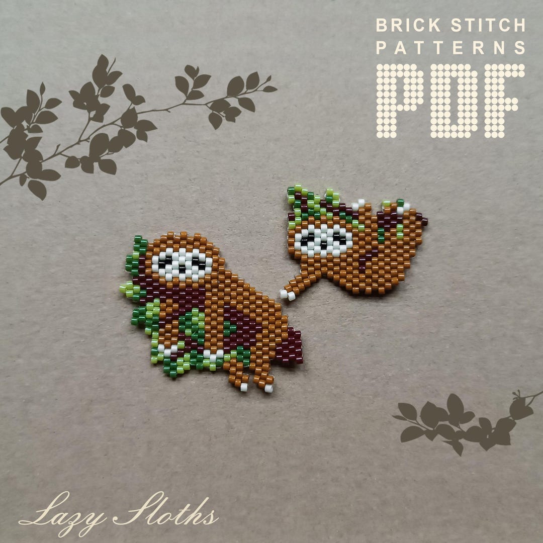 Seed Bead Pattern Brick Stitch Animals Beading Patterns Beaded Sloth ...