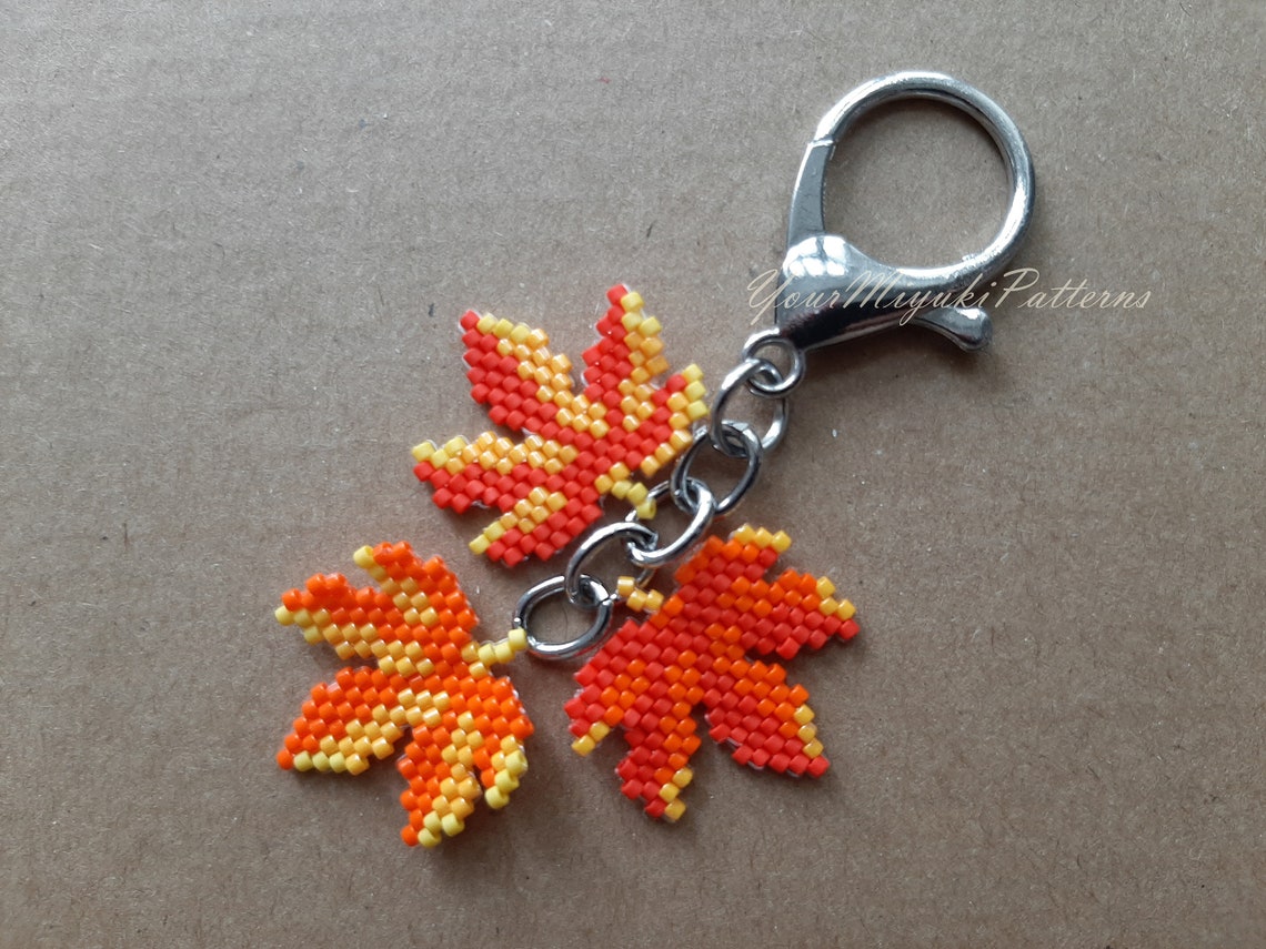 Autumn Beading Patterns, Maple Leaf Bead Pattern, Set of 3 Color ...
