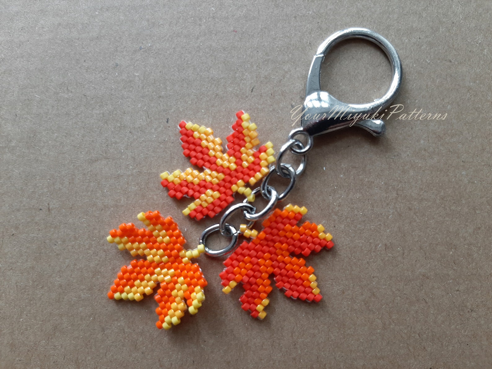 Autumn Beading Patterns, Maple Leaf Bead Pattern, Set of 3 Color ...
